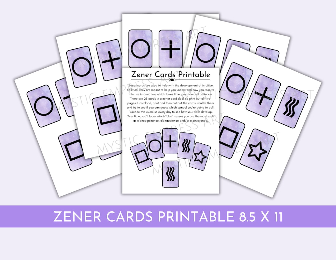 Zener Cards Printable Deck: Divination Oracle Cards (PDF Download, 8 ...
