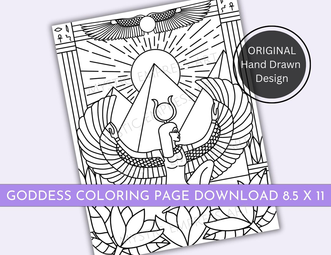 Goddess Isis Coloring Page Egyptian Mystical Art Printable - Etsy