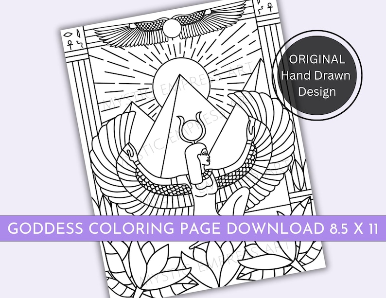 Goddess Isis Coloring Page Egyptian Mystical Art Printable - Etsy