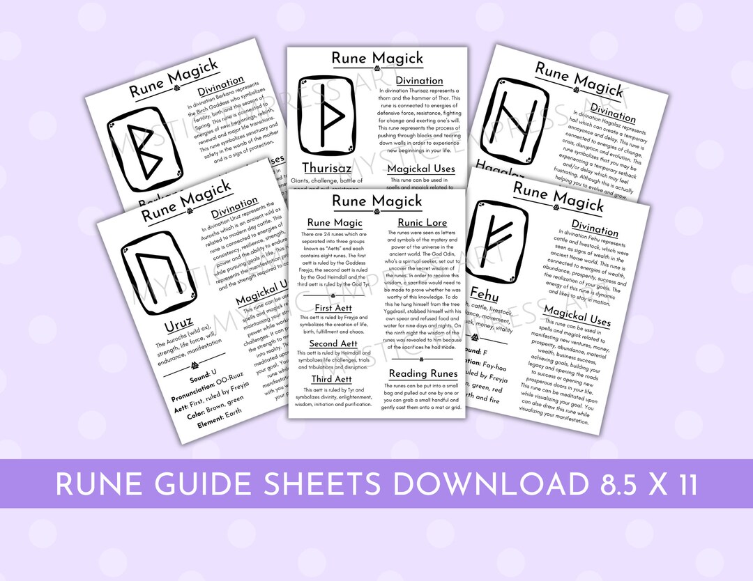 Rune Magic Guide Sheets Download Printable Runes Workbook Book of ...