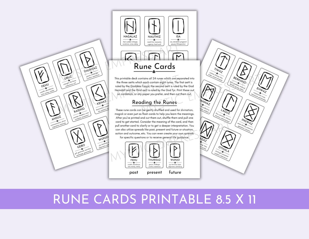 Rune Cards Printable Runes Oracle Deck Printable Oracle Deck Divination ...