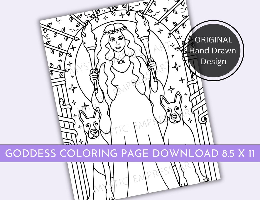 Goddess Hekate Coloring Page: Spiritual Art Printable (PDF Download) - Etsy