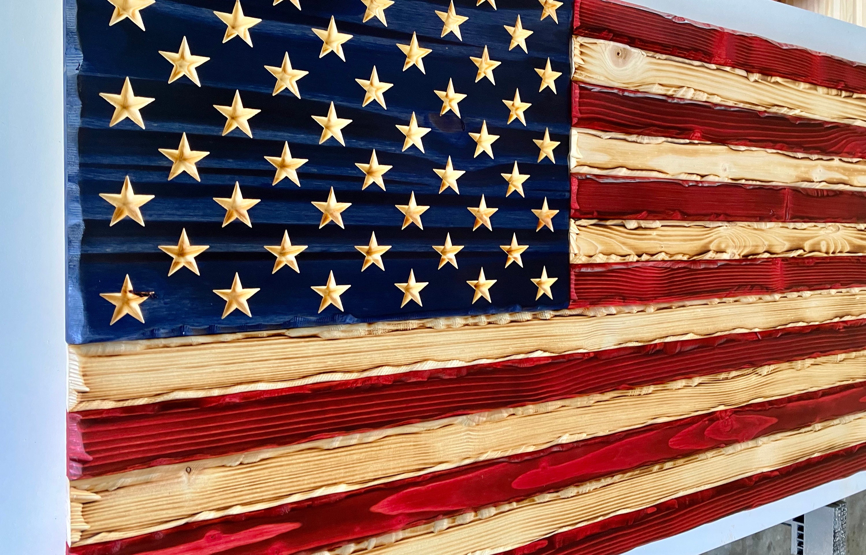 Handmade Distressed Wooden American Flag