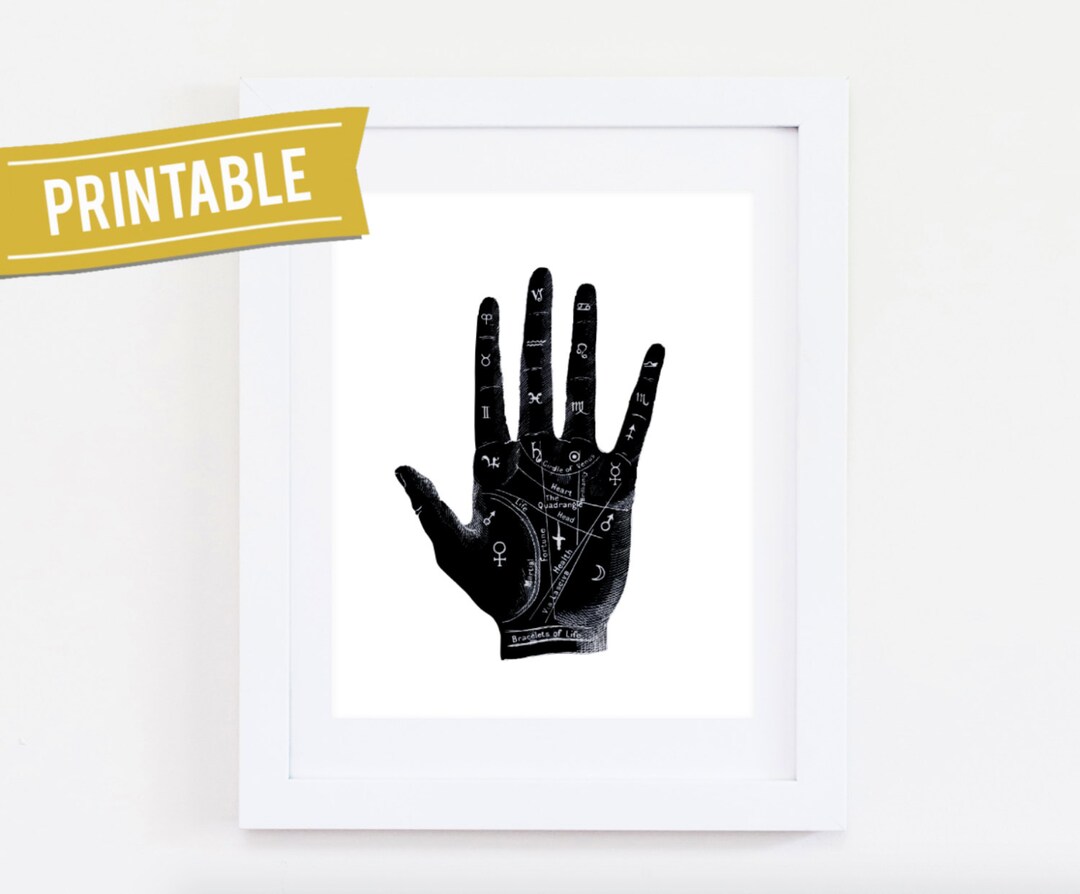 Palmistry Print 8x10 PRINTABLE Palmistry Hand,fortune Teller,mystical ...
