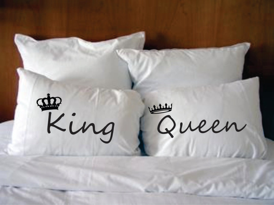 King and Queen Slanted Crown His and Hers Pillowcases With - Etsy