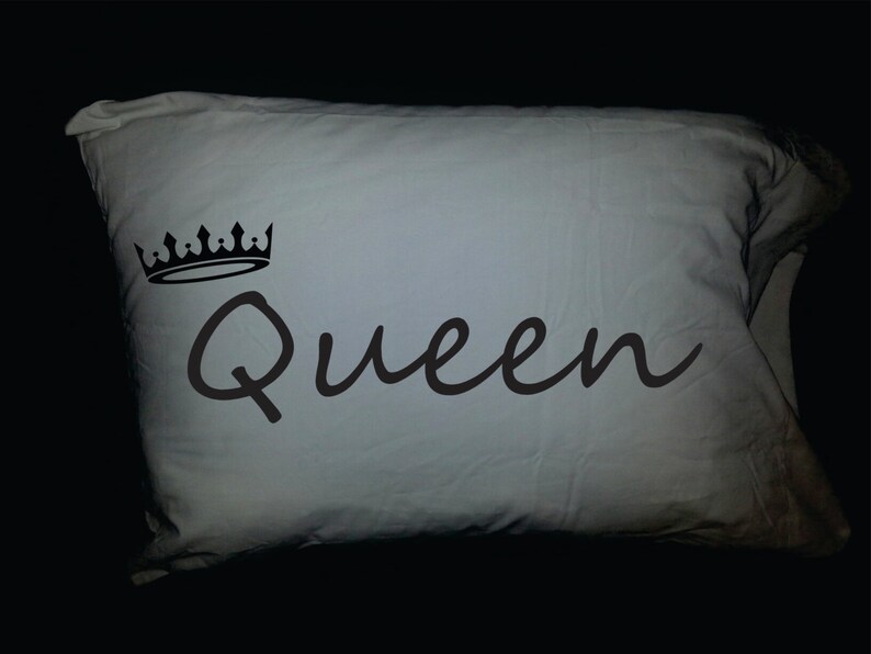 King and Queen Slanted Crown His and Hers Pillowcases With - Etsy