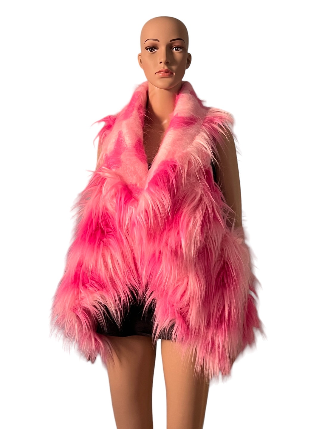 Long Pails Faux Fur Pink Vest - Etsy