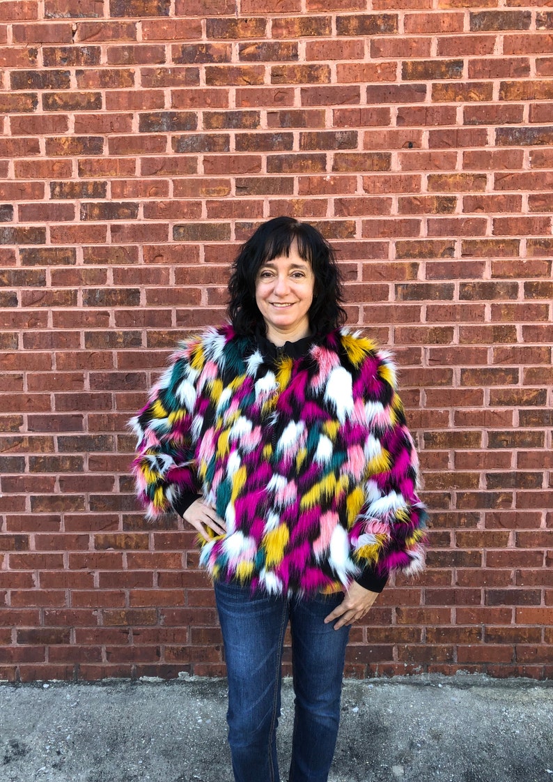 Multicolor Faux Fur Jacket - Etsy