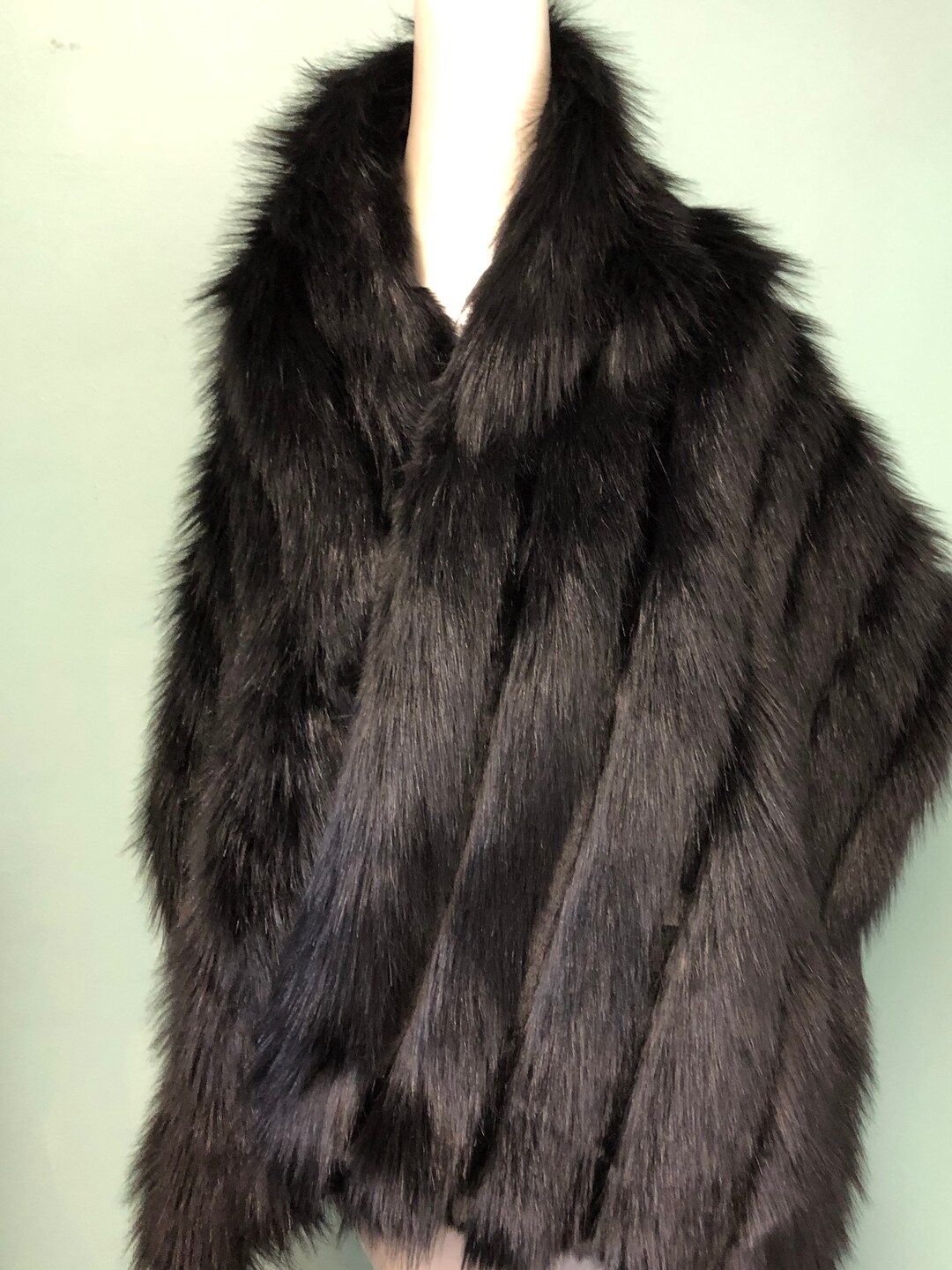 Black Fox Faux Fur Wrap - Etsy