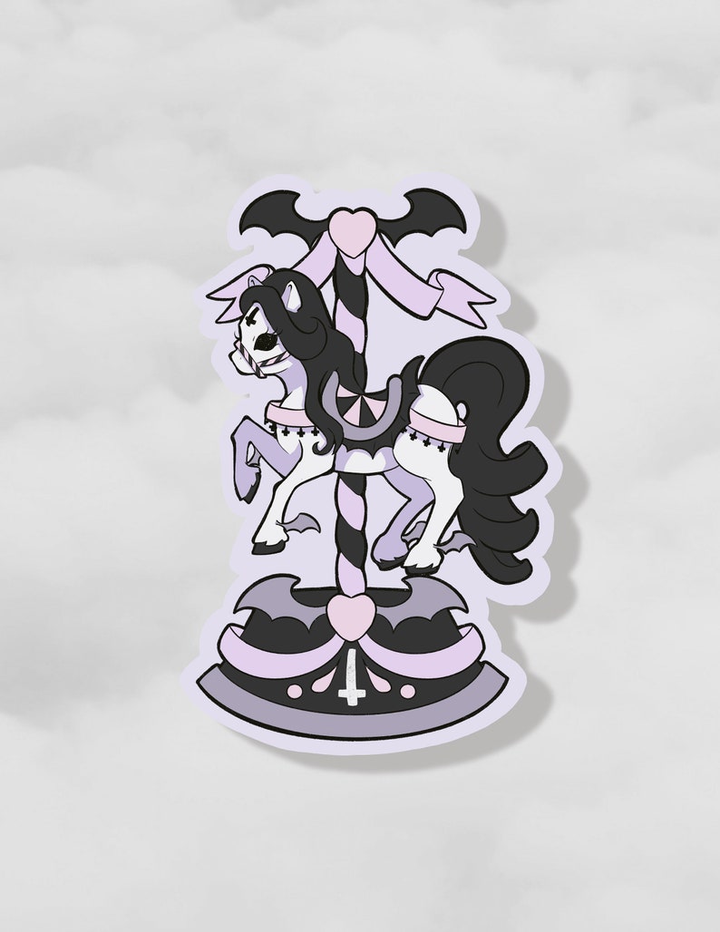 Goth Carousel Horses Holographic Sticker Set of 3 - Etsy