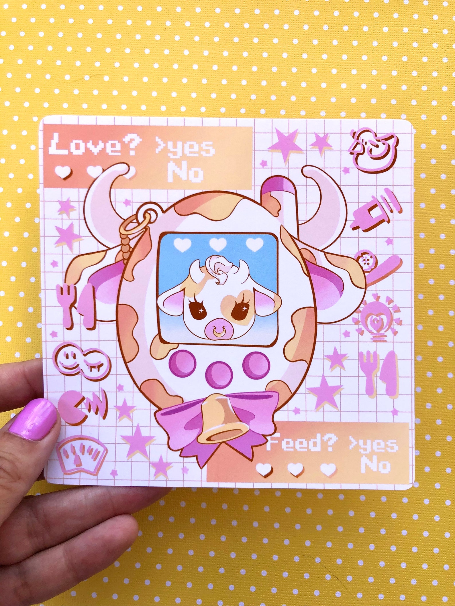 Moolisa Tamagotchi Art Square Mini Print Available in 2 Sizes and 7 ...