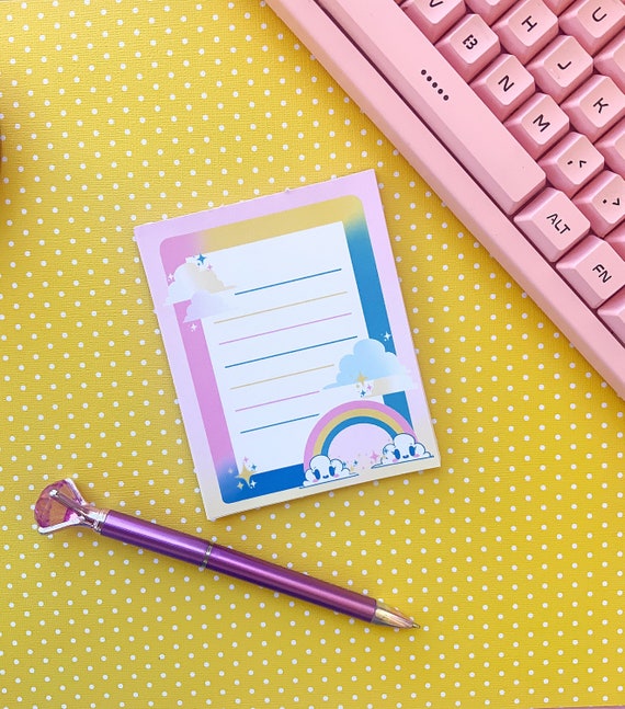 Rainbow Kawaii Cute Notepad - Etsy