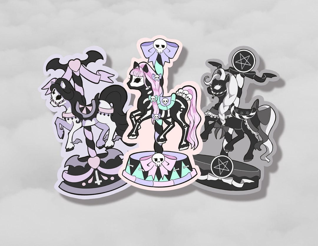 Goth Carousel Horses Holographic Sticker Set of 3 - Etsy