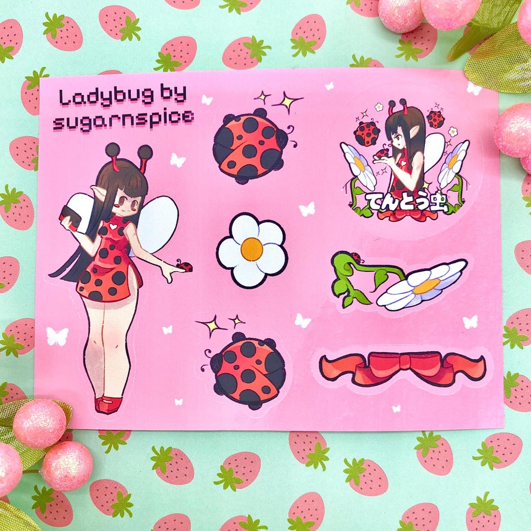 Ladybug Sticker Sheet (matte Finish) - Etsy
