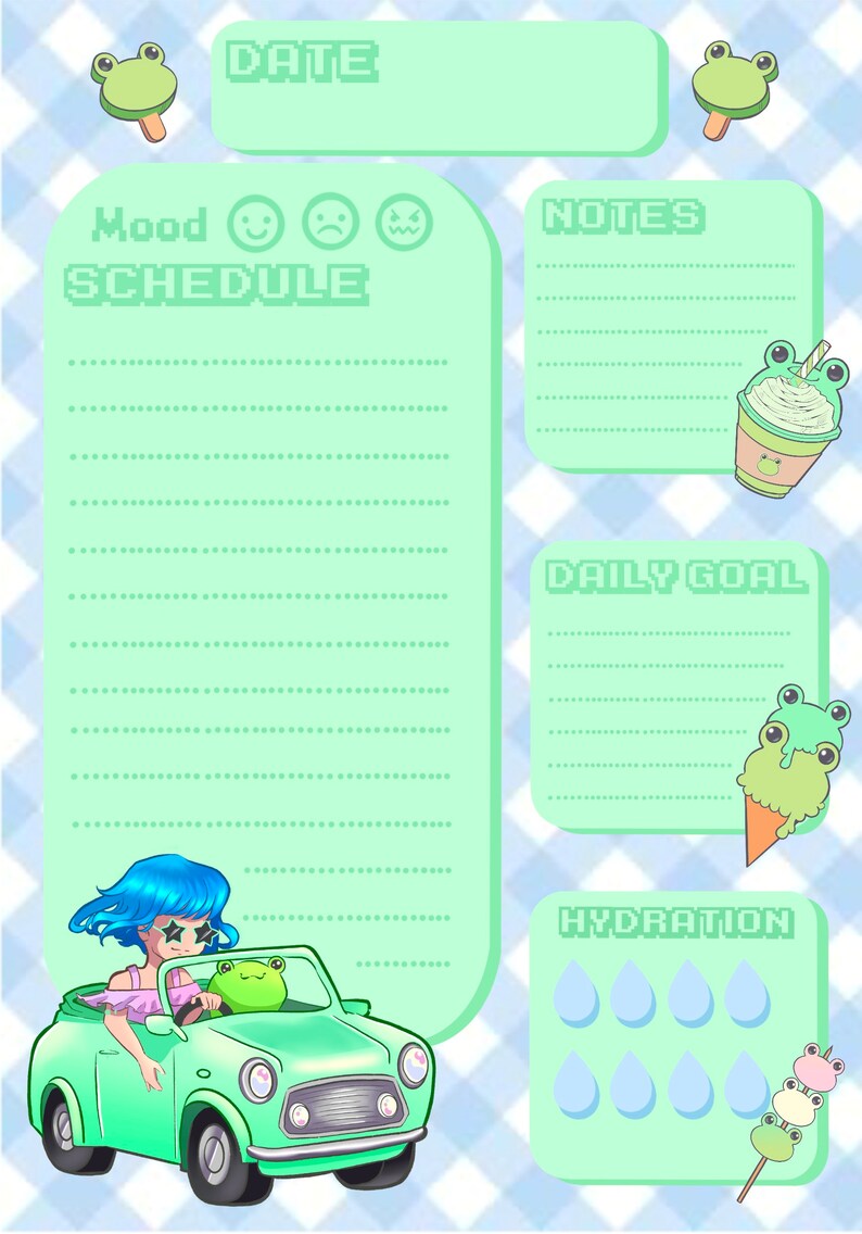 Froggy Friends Kawaii Daily Planner - Etsy