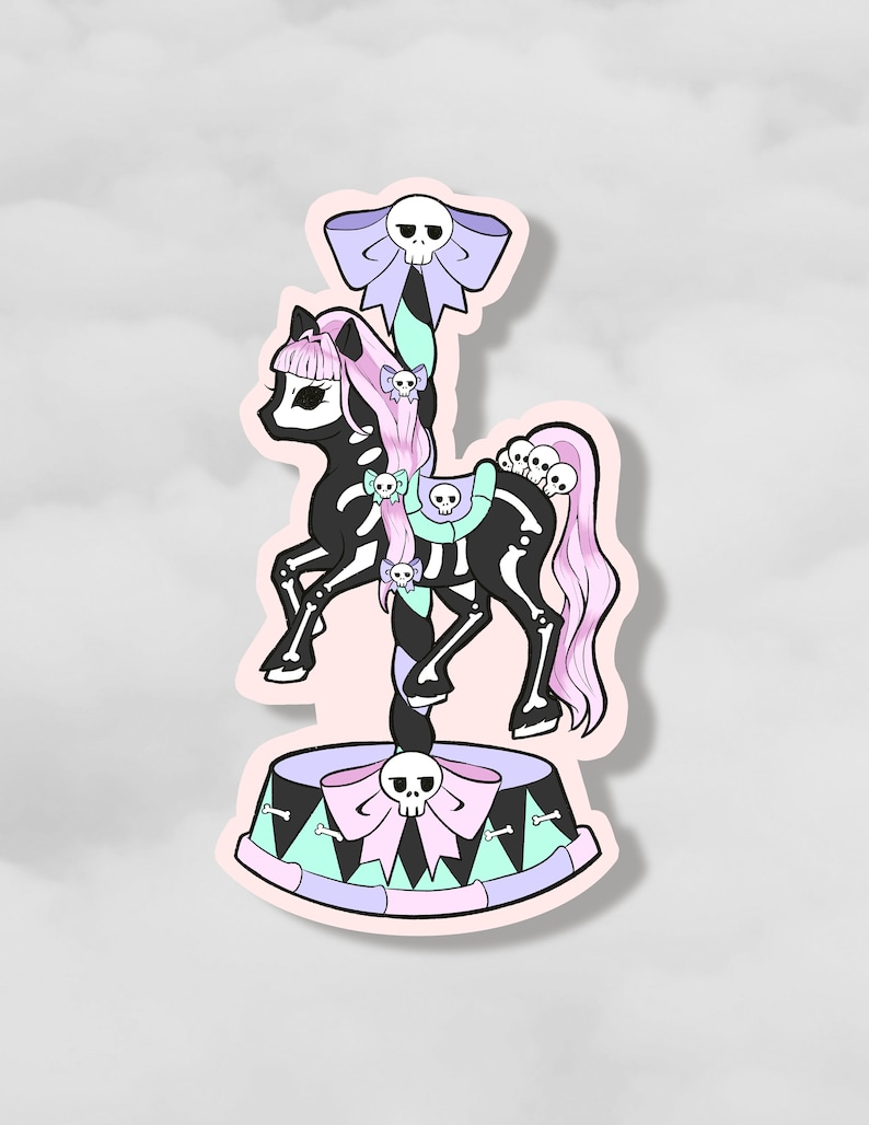 Goth Carousel Horses Holographic Sticker Set of 3 - Etsy