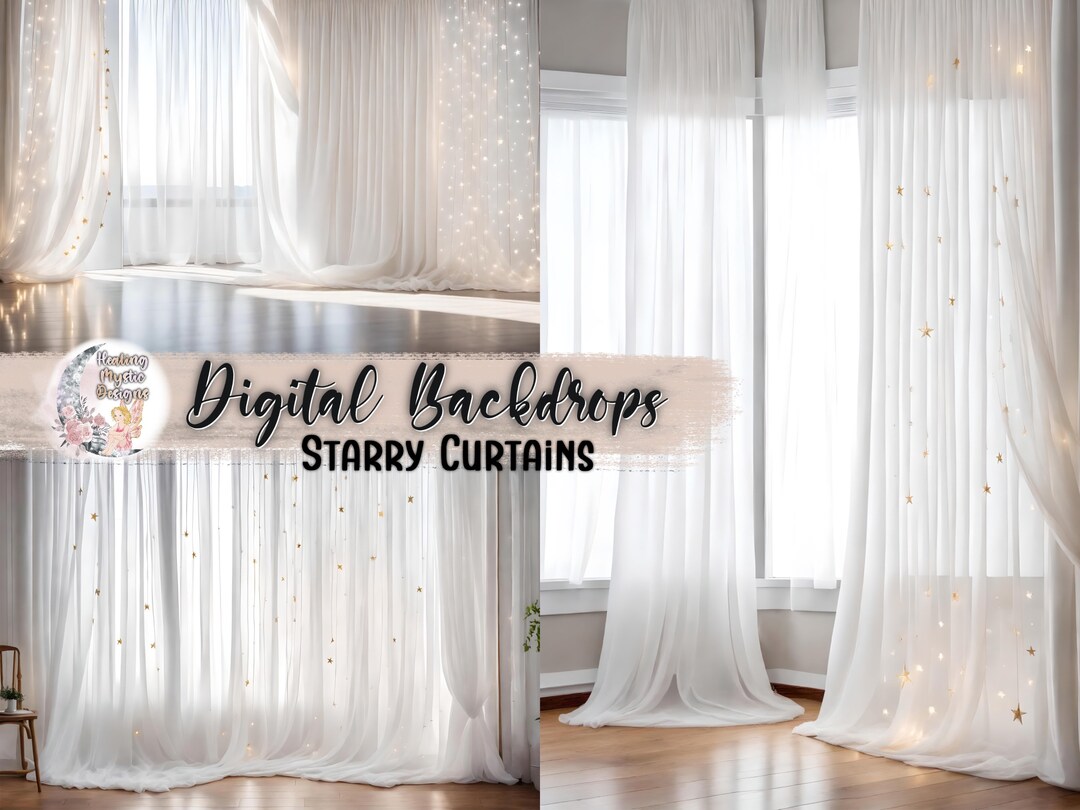 Digital Photography Backdrop, Starry Curtain Backdrop, White Curtain ...