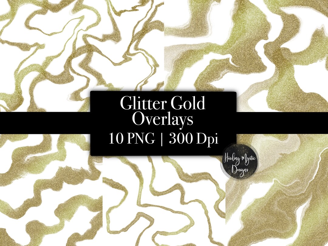 Glitter Gold Marble Overlays 10 PNG 300 Dpi Glitter - Etsy