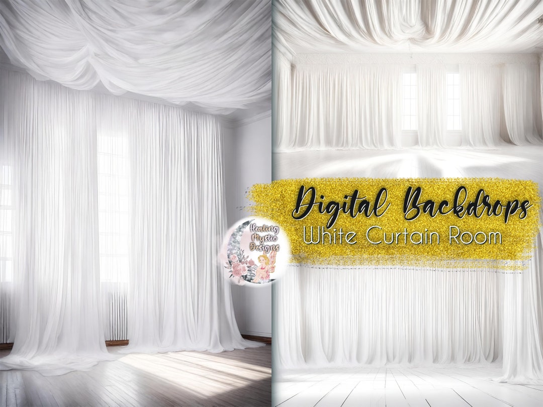 Large White Curtain Backdrop, 8 White Room Backdrops, White Room Photo ...