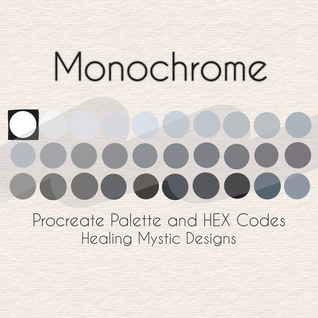Monochrome Procreate Palette Black Procreate Tools Procreate Swatch File Monochrome Hex Codes