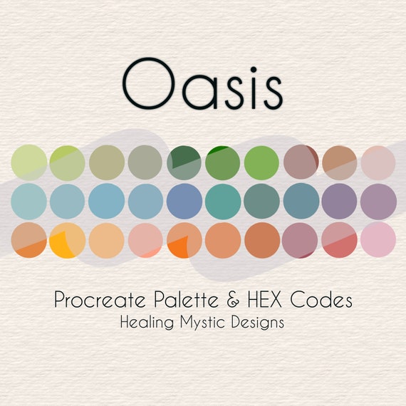 Oasis Procreate Palette Procreate Color Palette HEX Codes - Etsy