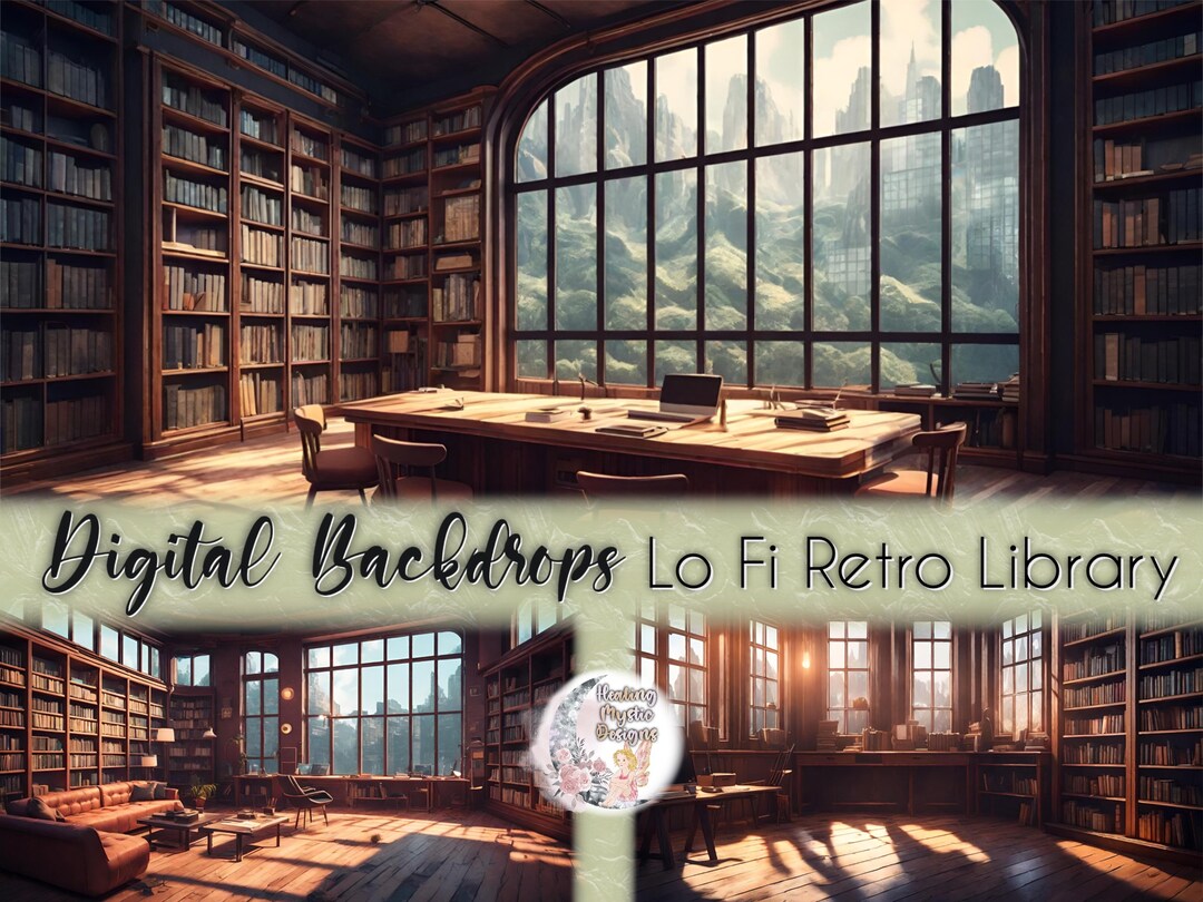 Lo Fi Retro Library Backdrop, Streaming Backdrop, Lofi Video Backdrop ...