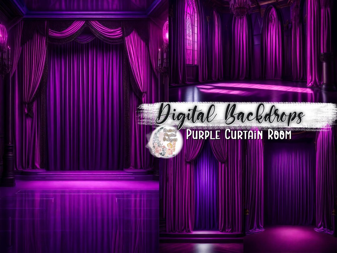Purple Curtain Digital Backdrop, Curtain Digital Backdrop, Purple ...