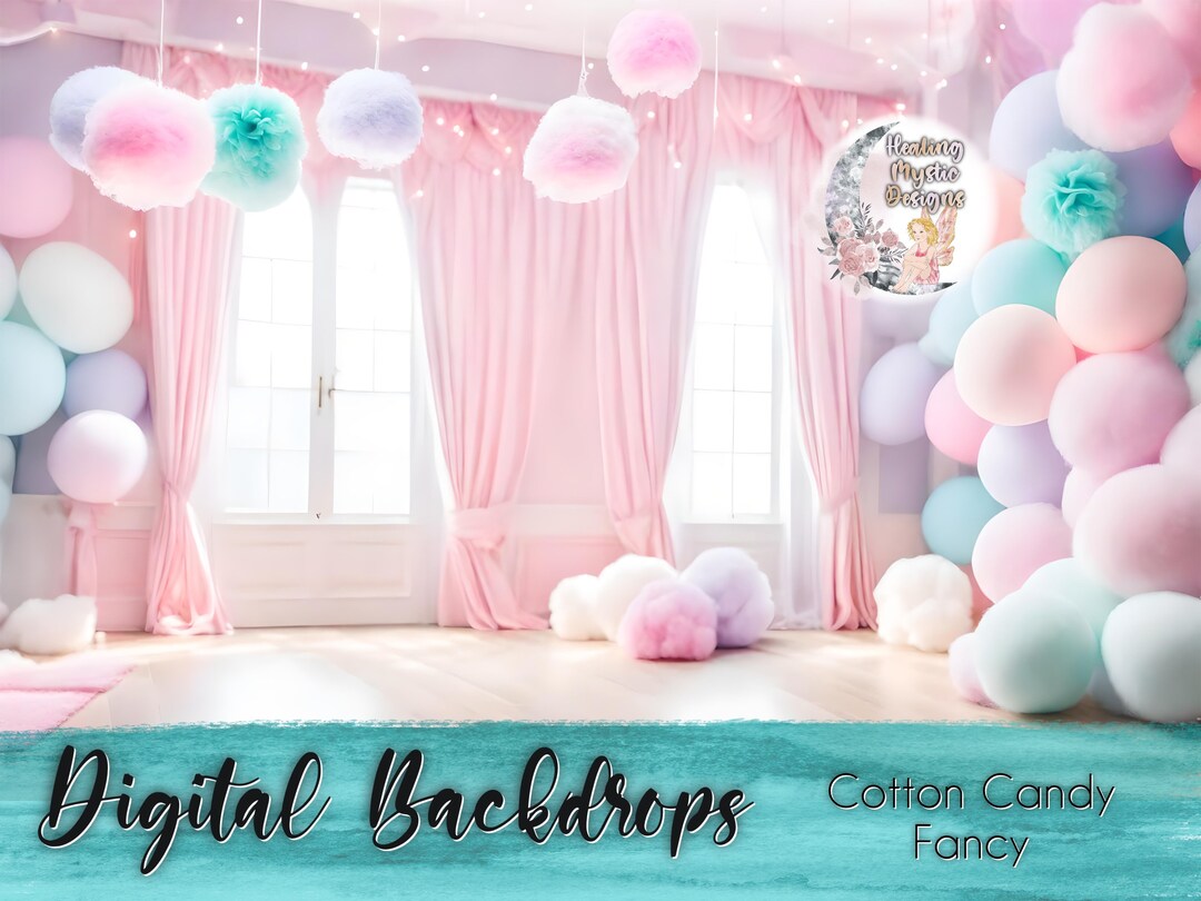 Cotton Candy Room Backdrop, Cotton Candy Backdrop, Candy Backdrop, Kids ...
