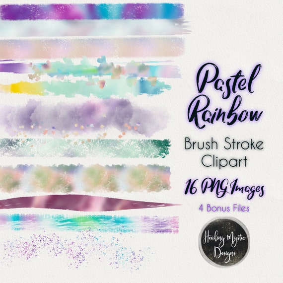 Pastel Rainbow Stroke Clipart Rainbow Brush Stroke PNG Brush - Etsy