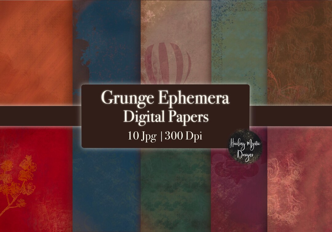 Grunge Ephemera Digital Paper, Ephemera Digital Paper, Ephemera Paper ...