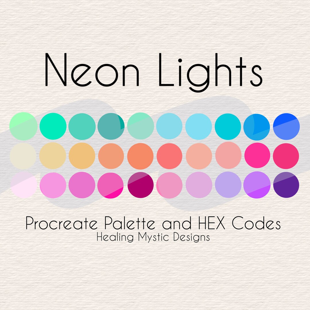 Neon Lights Procreate Palette, Procreate Neon Palette, Procreate Color ...