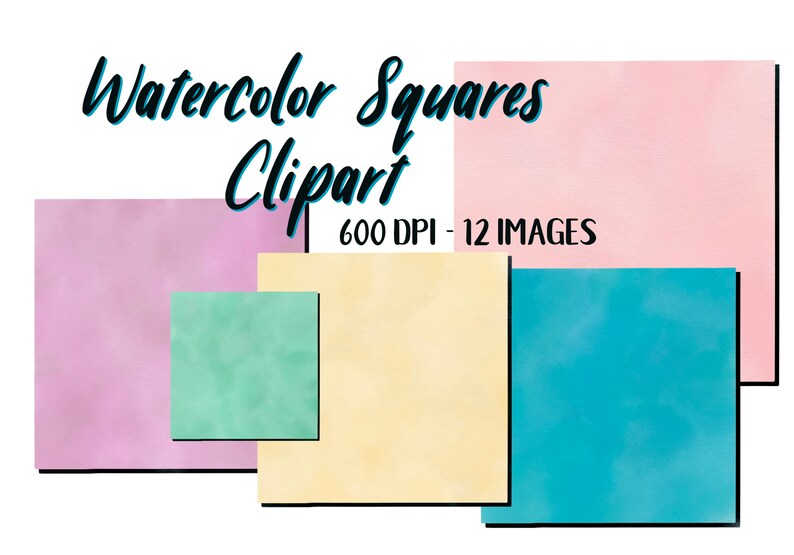 Watercolor Squares Clipart Square Clipart Basic Shape | Etsy