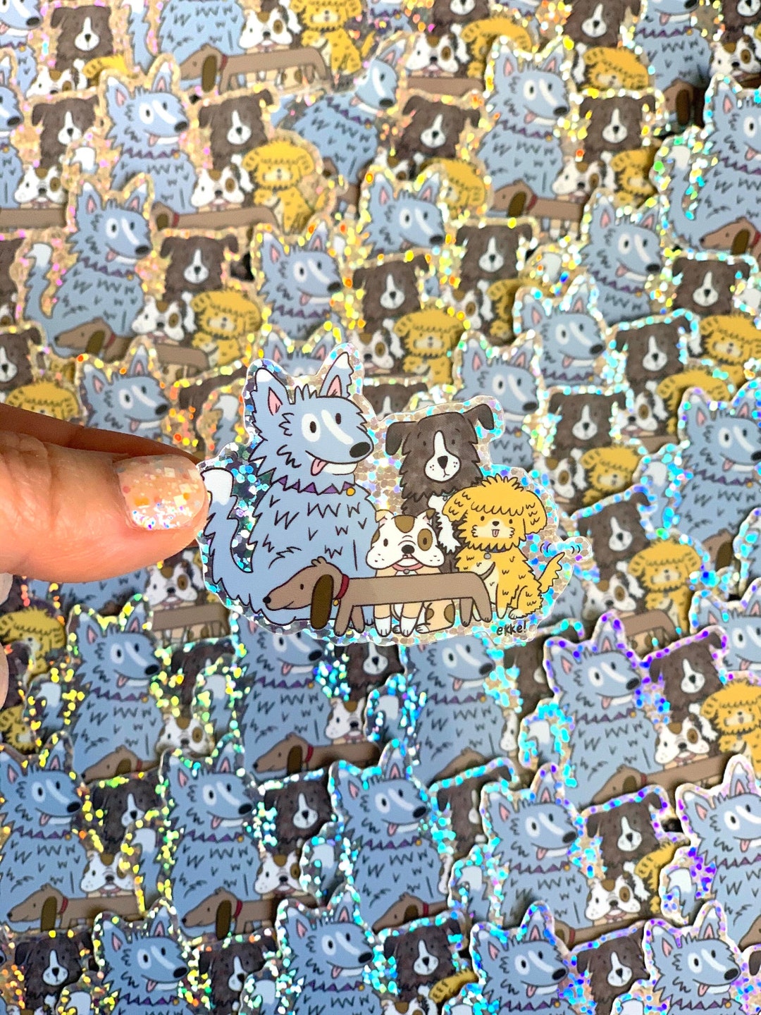 Dogs (holographic Glitter Sticker) - Etsy UK