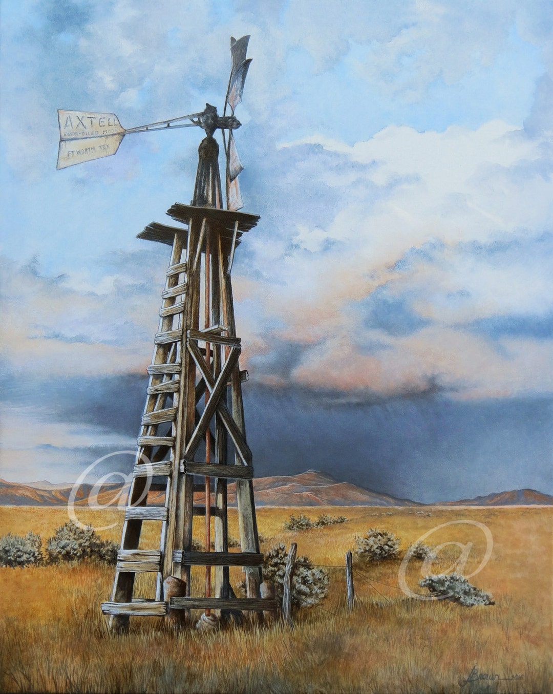 Fine Art, Original Oil, Oil, Painting, Scenery, Landscape, Windmill ...
