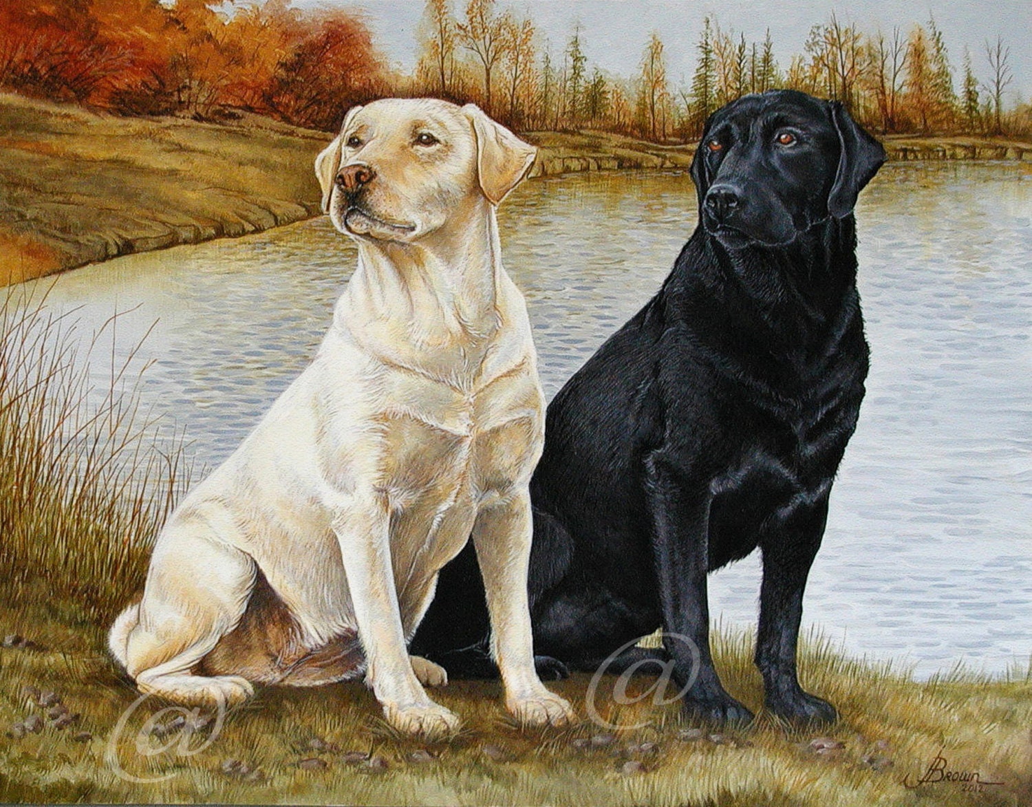 Yellow Lab Hunting Painting