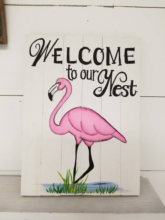 Home Décor Wreaths & Door Hangers FLAMINGO WELCOME etna.com.pe