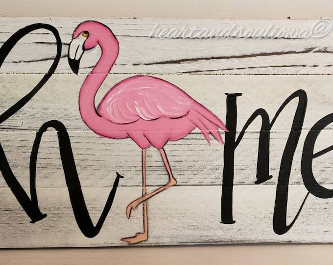 Home Sign With Flamingo - Etsy