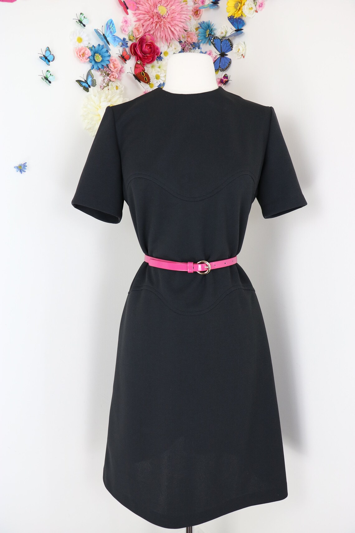 Vintage 70s Black Mod Dress 1970s LBD Secretary Day Dress - Etsy