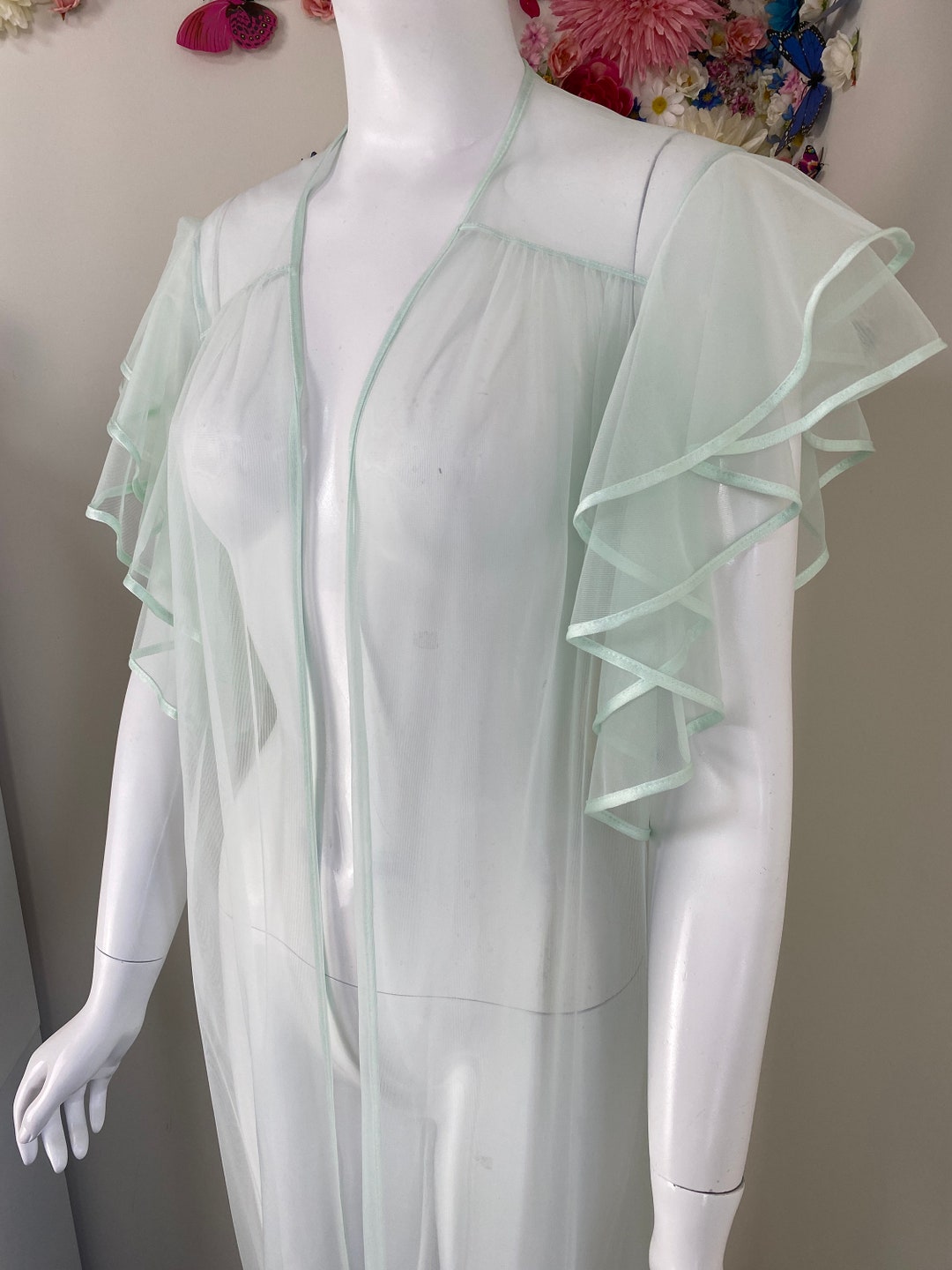 Vintage 70s Semi Sheer Robe Housecoat Night Jacket Lingerie - Etsy