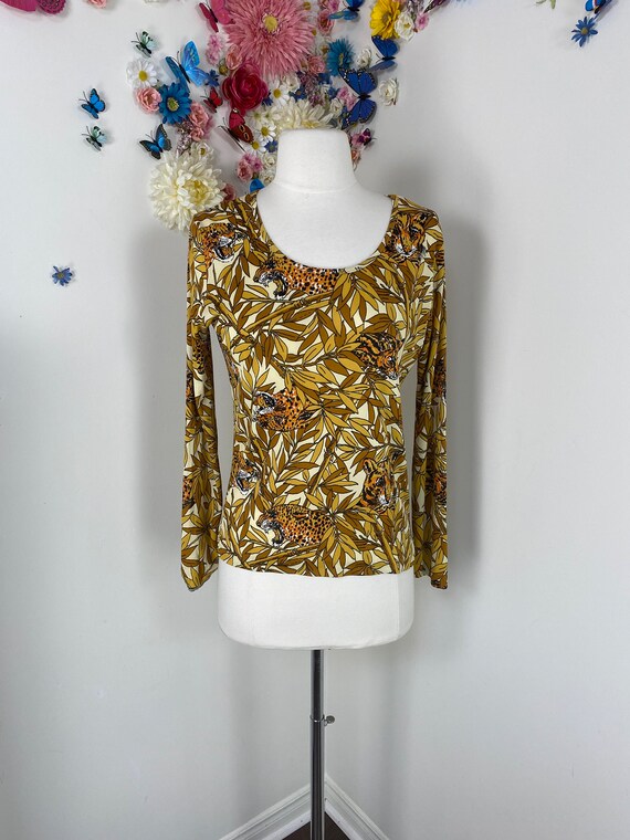 70s Tiger Jaguar Novelty Print Shirt - Vintage 1970s … - Gem