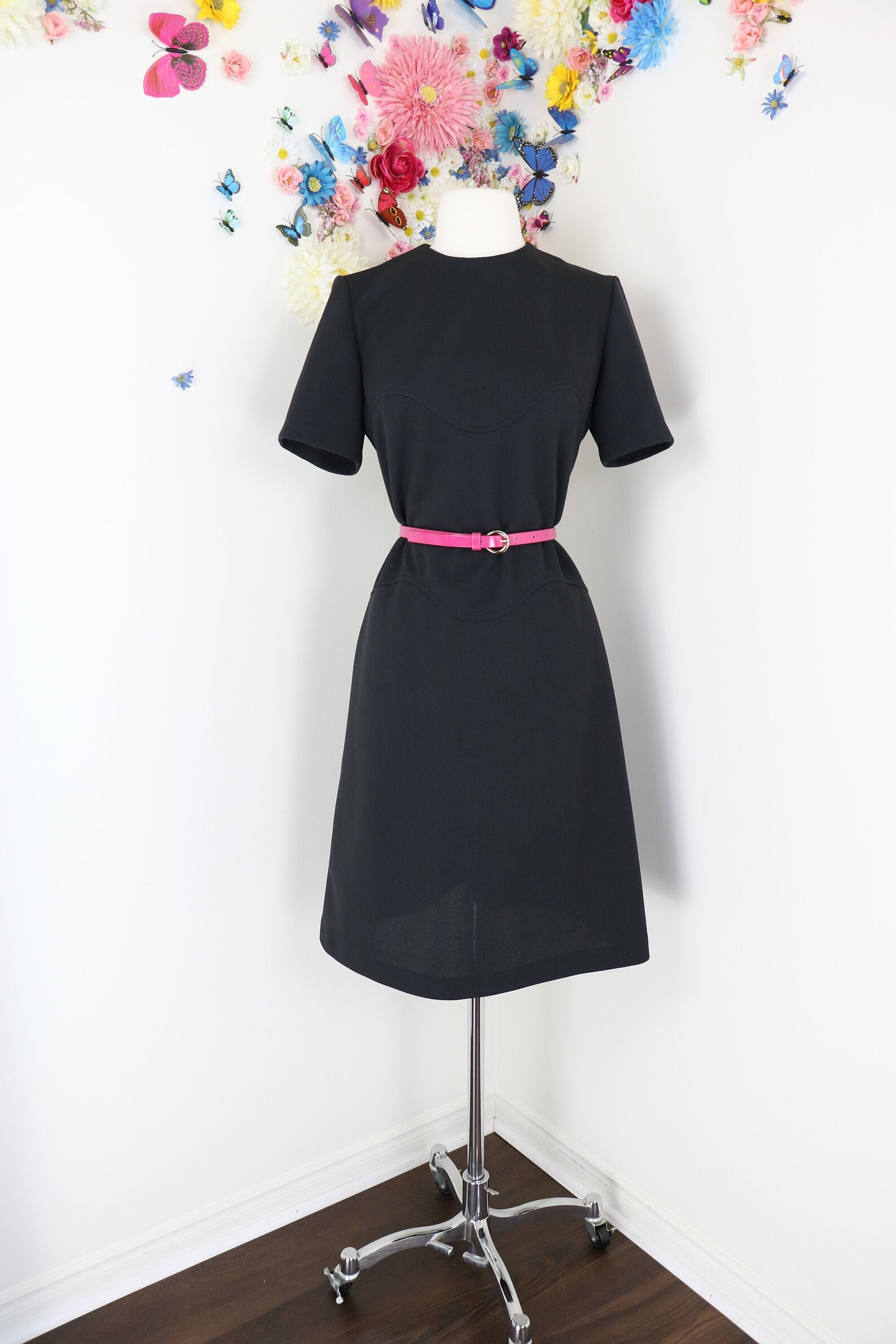 Vintage 70s Black Mod Dress 1970s LBD Secretary Day Dress - Etsy