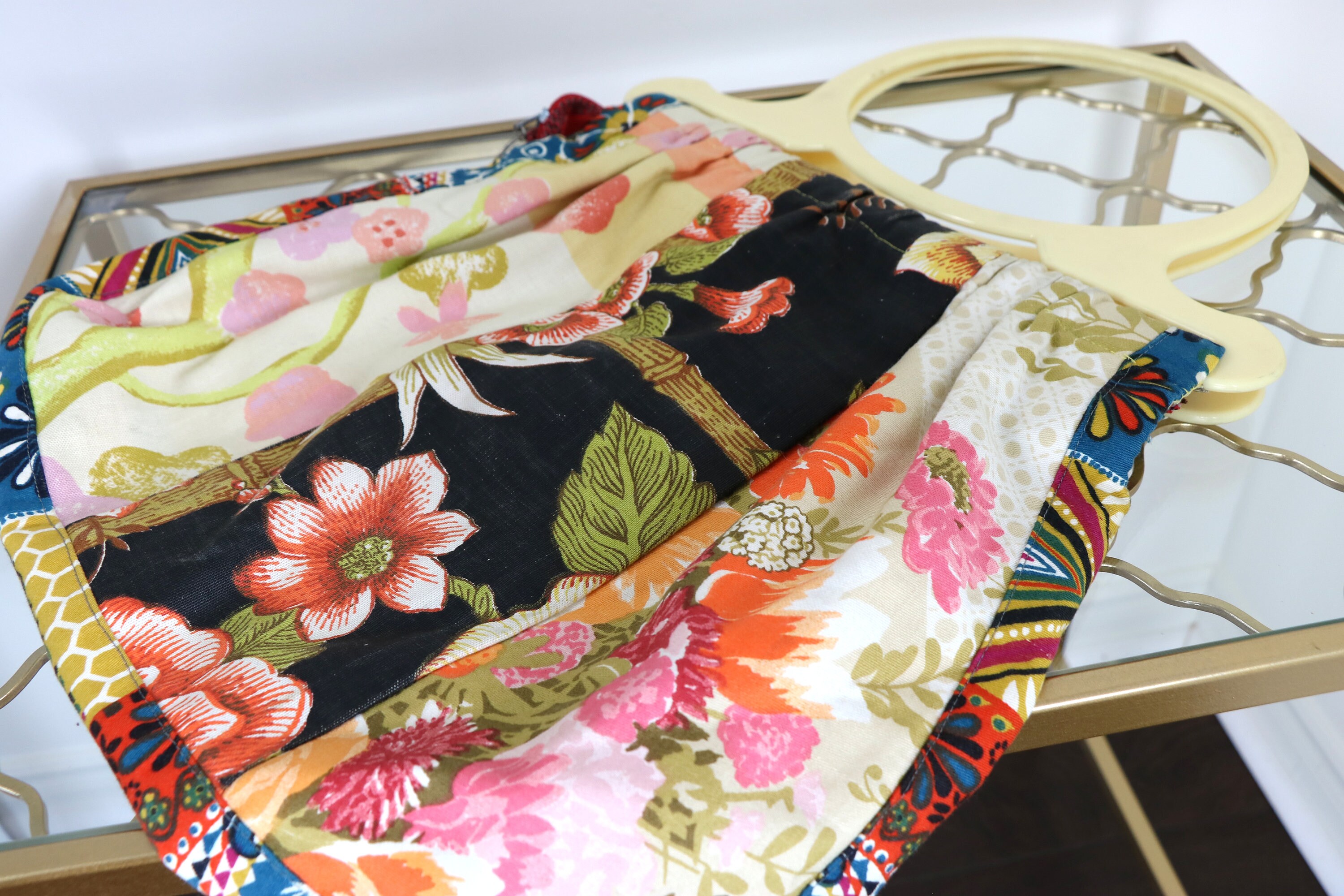 Vintage Patchwork Bag Boho Fabric Knitting Sewing Handbag - Etsy