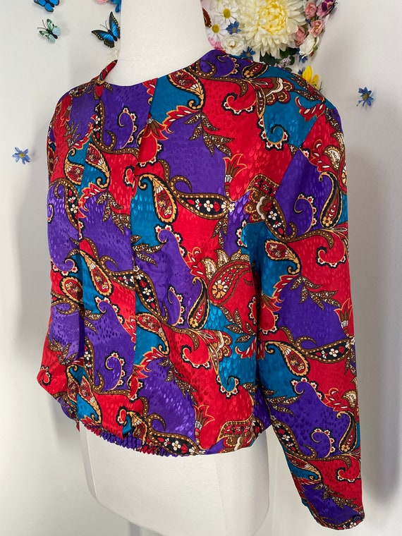 80s Rainbow Paisley Blouse - Vintage 1980s Secretary … - Gem