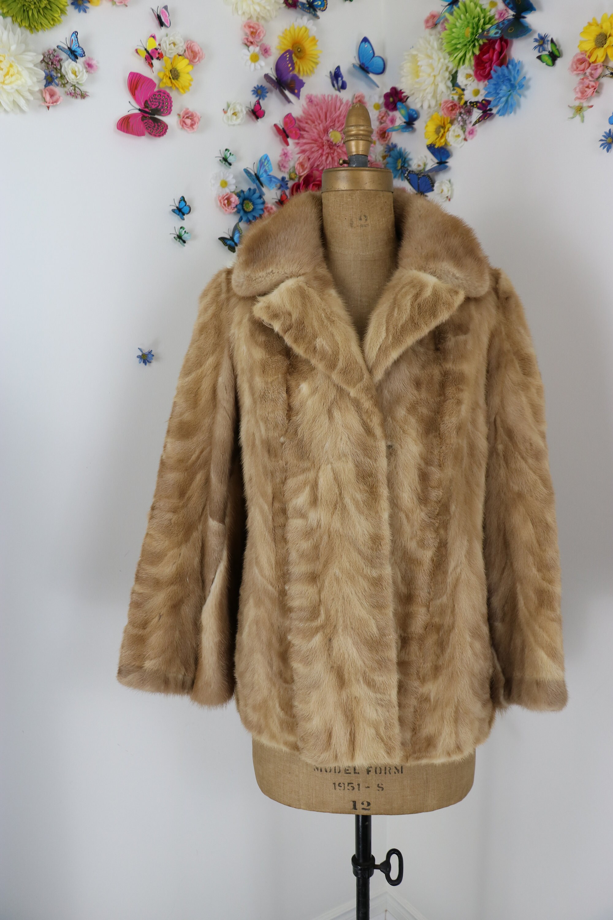 Vintage Golden Light Brown Mink Fur Coat Mid Length 50s 60s - Etsy