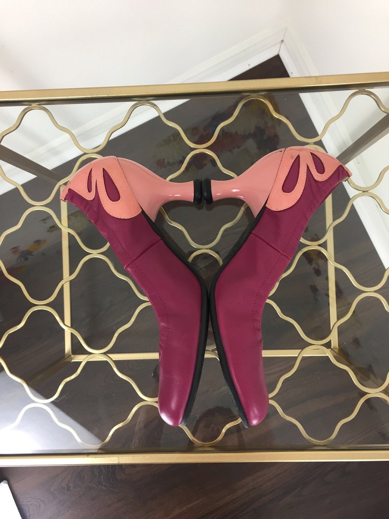 FLUEVOG Pink Pumps Size 7 Two Tone Pin-up Rockabilly - Etsy