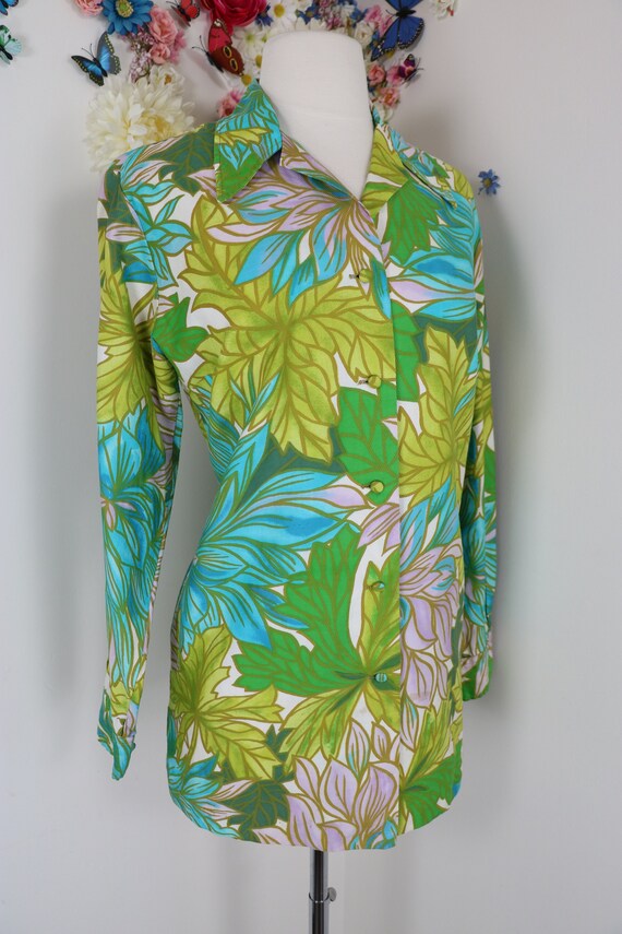 Vintage 70s LADY BAYARD Floral Shirt - 1970s Colourfu… - Gem