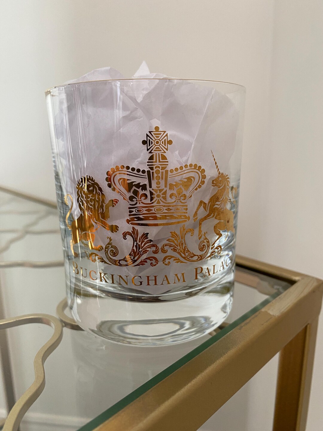 Buckingham Palace Whiskey Glasses Tumblers Set of 2 Collectible Barware Drinking Glasses Royal ...