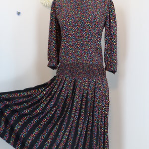 80s Does 20s Flapper Style Dress Psychedelic Rainbow Floral Petites for ...