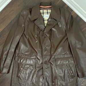 70s SIMPSONS Brown Leather Jacket Vintage 1970s Men's Leather Trench ...