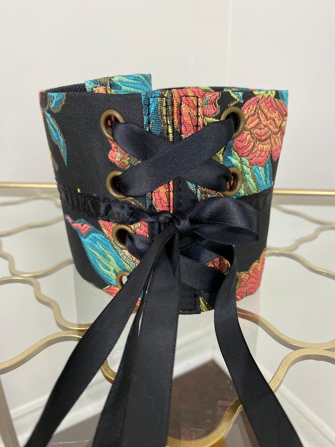 Wide Corset Lace up Belt Vintage ANTHROPOLOGIE Tapestry Corset Lace up ...